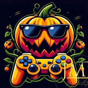 Halloween Pumpkin Gamer SVG Cool Jack-o'lantern Clipart With Game ...