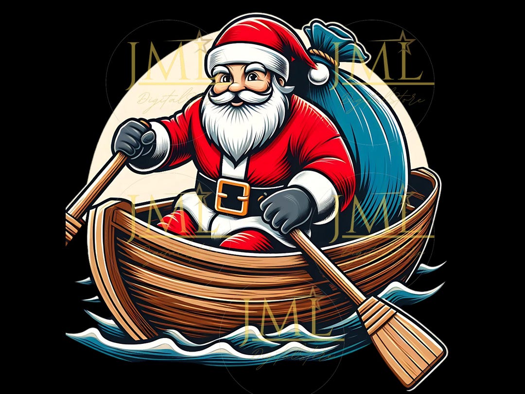 Santa Claus Rowing Boat Png, Christmas Nautical Design in PNG and SVG ...