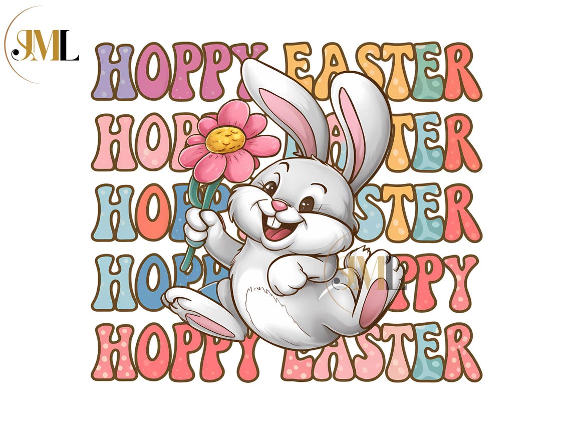 Hoppy Easter Bunny PNG | Cute Rabbit Clipart Pastel Spring Flowers ...