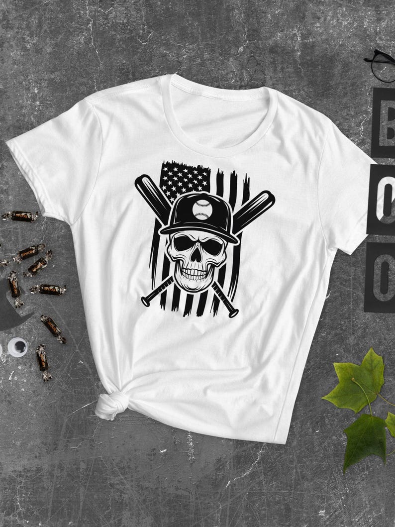 Skull Baseball American Flag PNG, Baseball Skeleton Design, Vintage ...