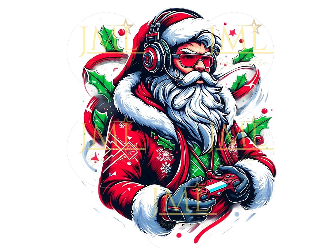 Funny Christmas Video Game PNG Cool Santa Gamer Xmas Design,christmas ...
