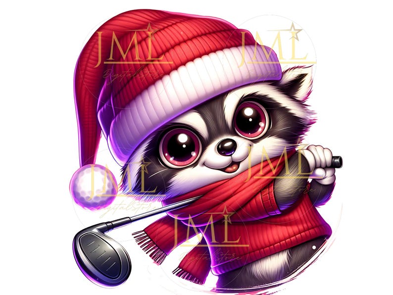 Christmas Raccoon Playing Golf Png Cute Raccoon Design in PNG SVG ...