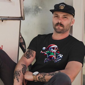 Snowman Playing Football in Santa Outfit-png, Svg/santa Snowman ...