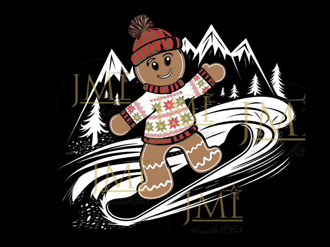 Festive Gingerbread Man Png,snowboarding Png,christmas Holiday ...