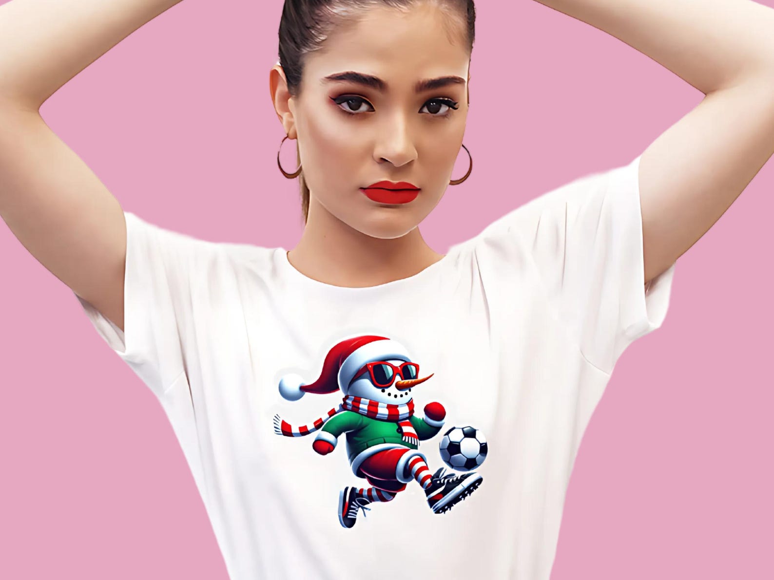 Snowman Playing Football in Santa Outfit-png, Svg/santa Snowman ...