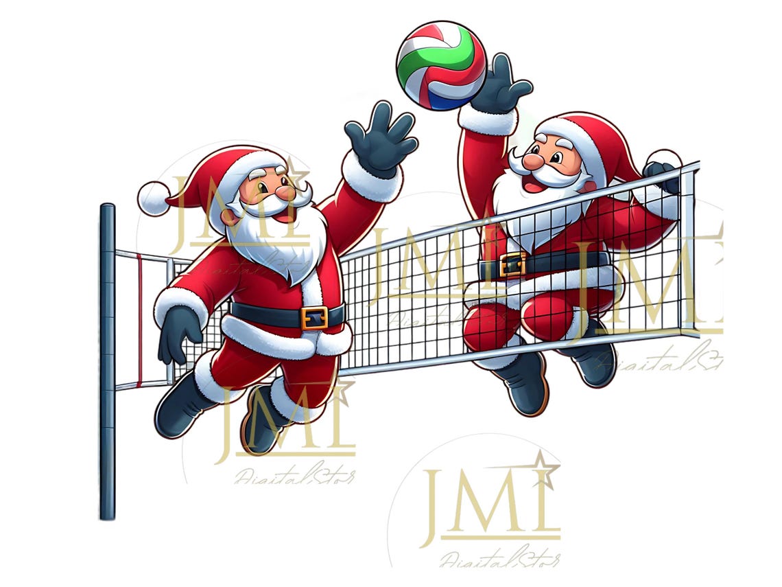 Funny Santa Claus Volleyball Christmas PNG for Sport Lovers,christmas ...