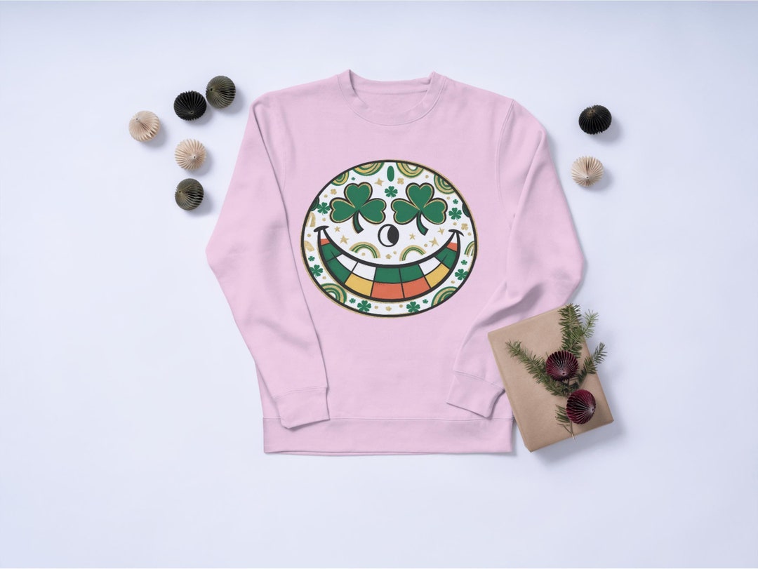 St. Patrick’s Day Smiley Face PNG, Lucky Clover Irish Grunge Shirt ...