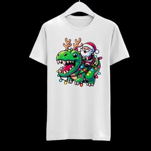 Funny Santa Riding T-rex Dinosaur Christmas PNG, Cool Santa on Dinosaur ...