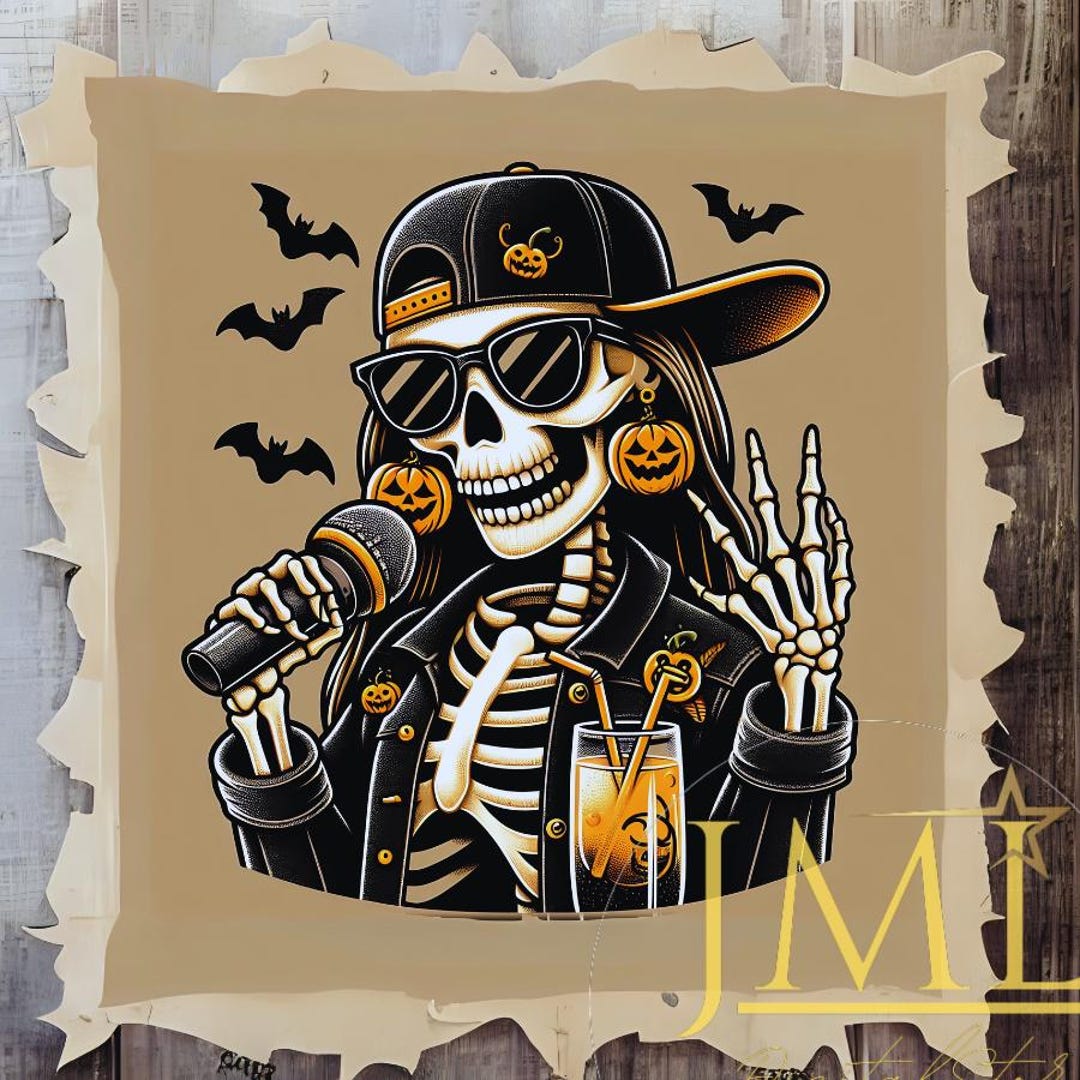 Hip Hop Skeleton Halloween Design Printable Png,svg Musical Skeleton ...