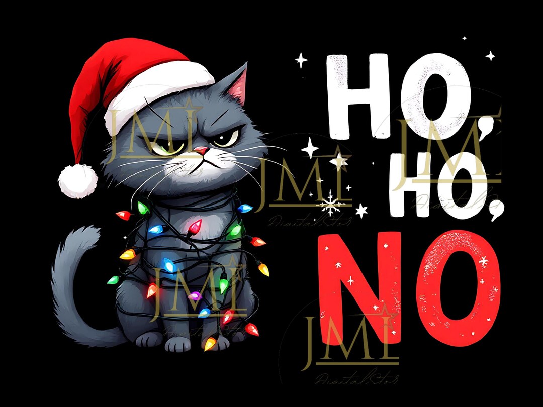 Grumpy Christmas Cat Png Funny ho Ho No Holiday Design Png, With ...