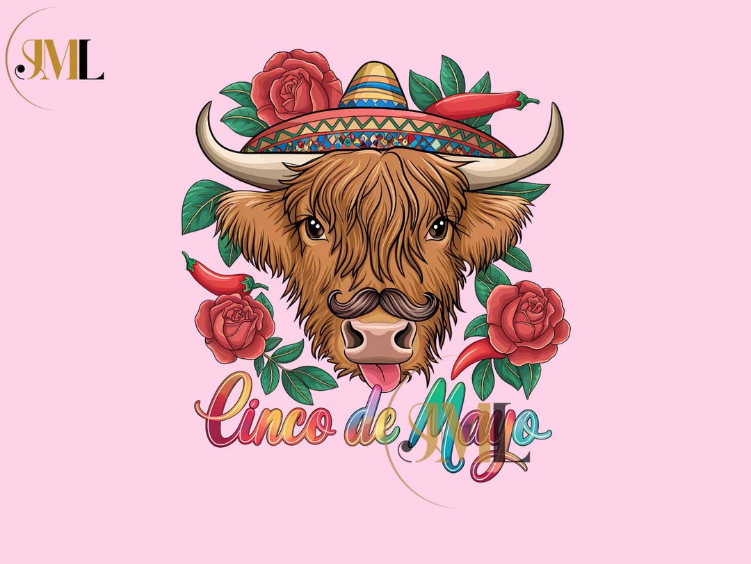 Cinco De Mayo Highland Cow PNG -funny Mexican Fiesta Png,taco Lover ...