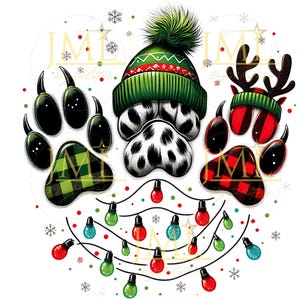 Christmas Paw Print Png Design With Festive Hats,plaid Patterns,and ...