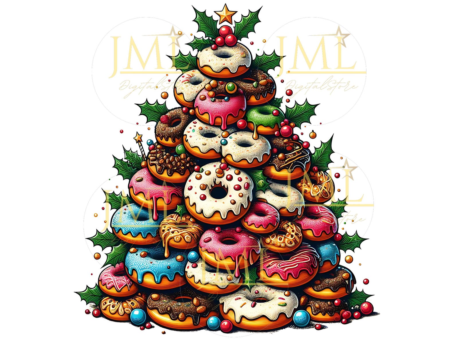 Christmas Donut Tree Decoration Png - Festive Holiday Design Png,cute ...