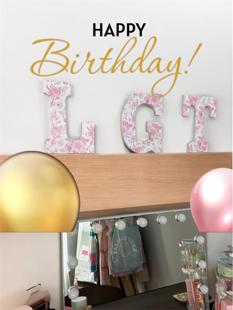 Personalized Rosy Floral Coquette Wooden Letter: Shabby Chic Nursery ...