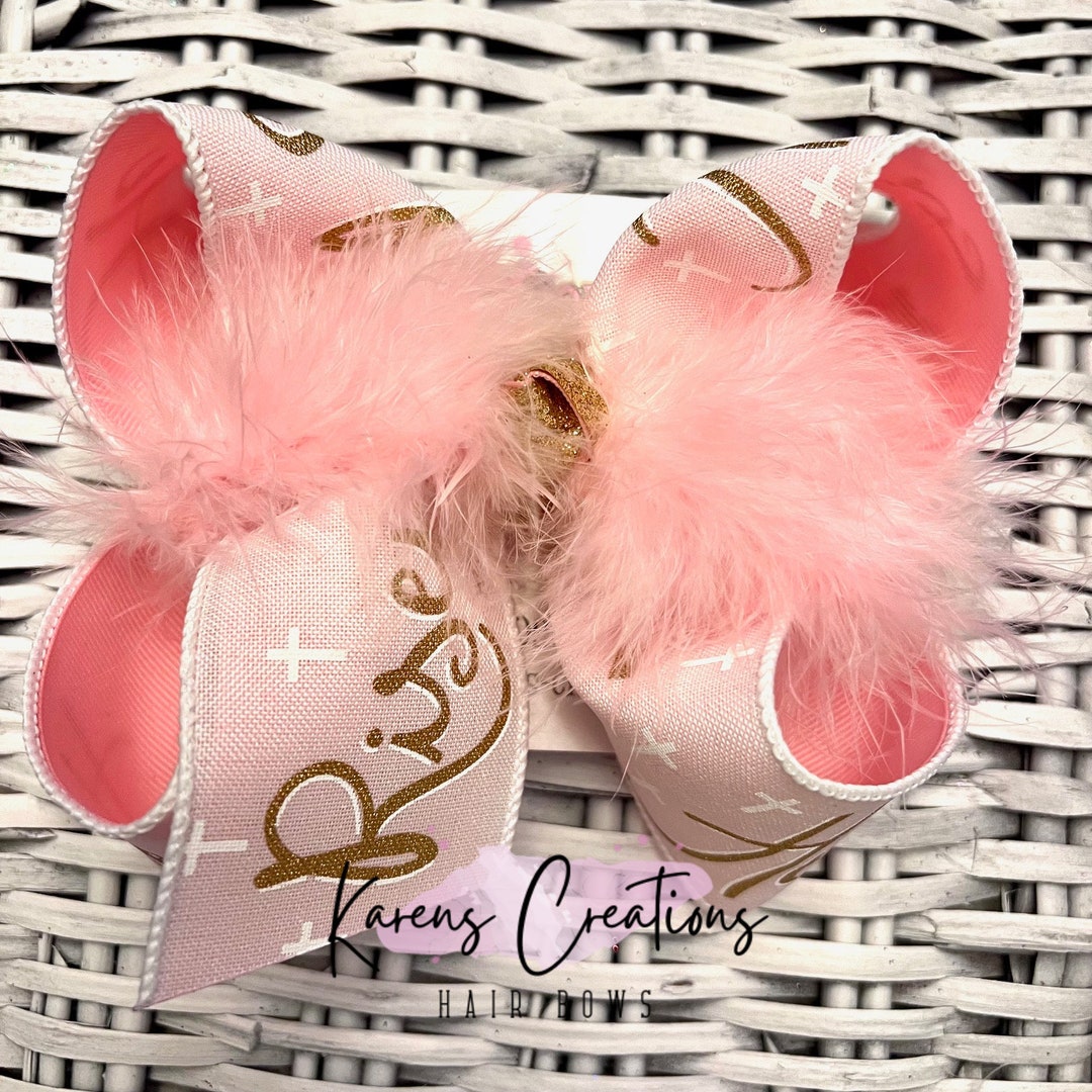 Easter He is Risen White Hair Bow - Etsy