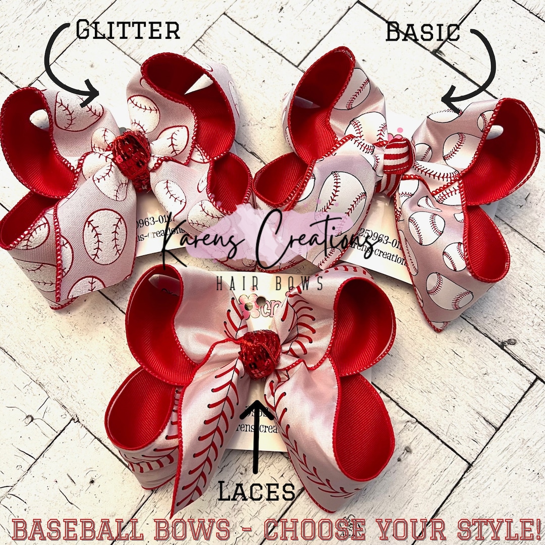 Baseball Print Hair Bows - Choose Colors - Etsy