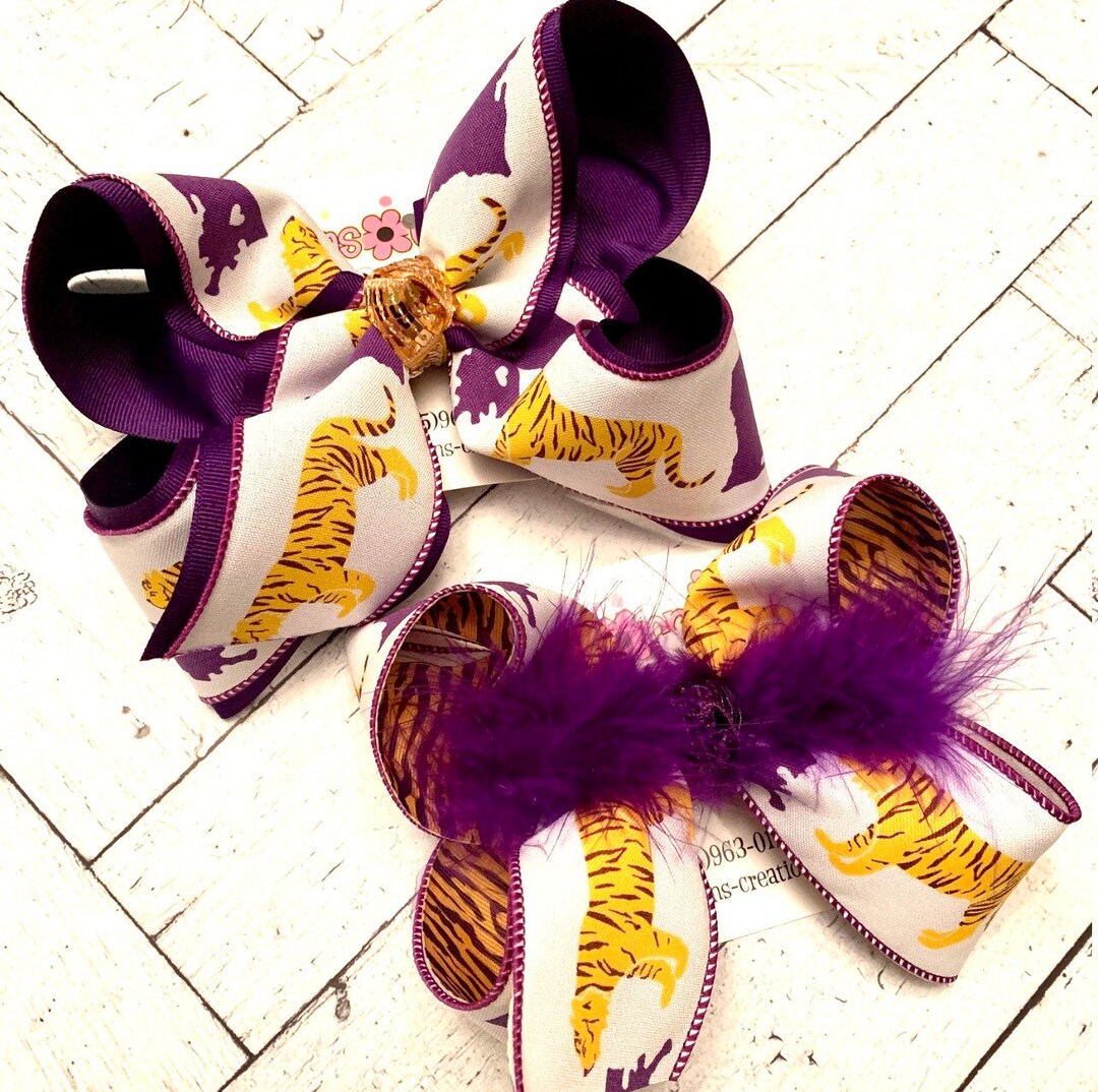 Louisiana LSU Tiger Print Jumbo Xlarge or Large Hair Bow - Etsy