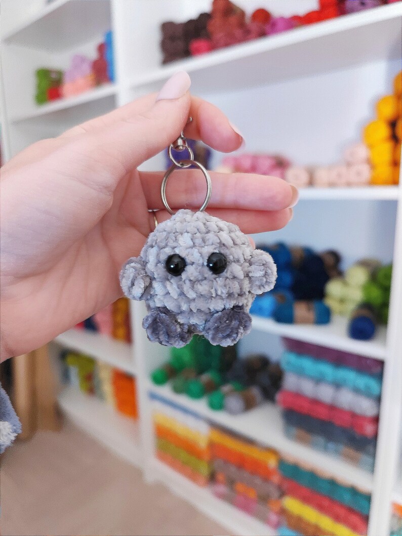 Baby Pou Key Ring Gray Color Cute Good Man Amigurumi Accessories - Etsy