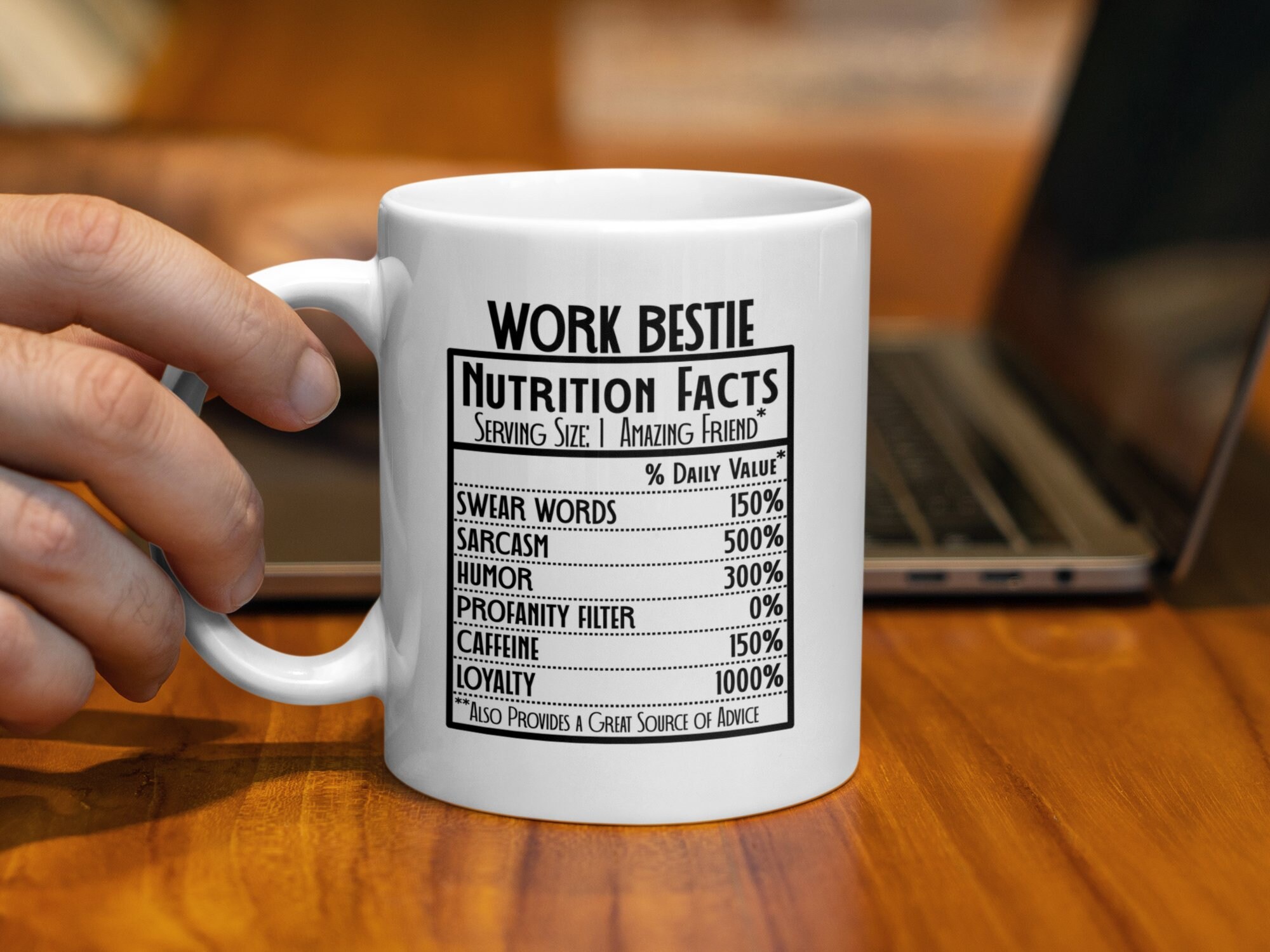 Work Bestie Mug, Funny Nutrition Facts Mug, Office Humor Mug, Coworker ...