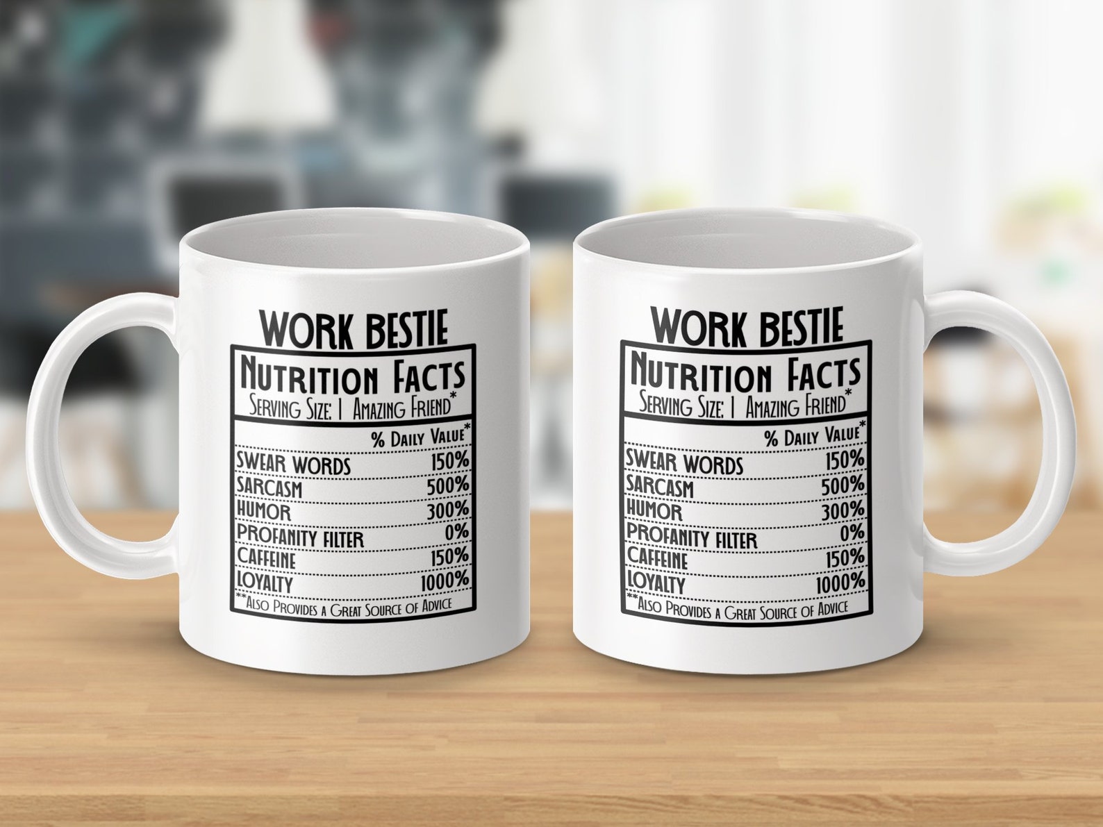 Work Bestie Mug, Funny Nutrition Facts Mug, Office Humor Mug, Coworker ...