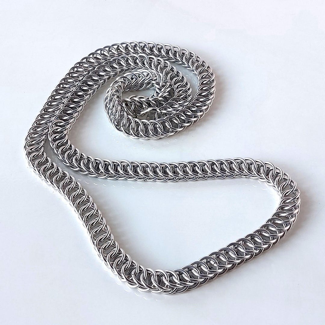 Handmade Chainmail Necklace, Half Persian Weave - Etsy
