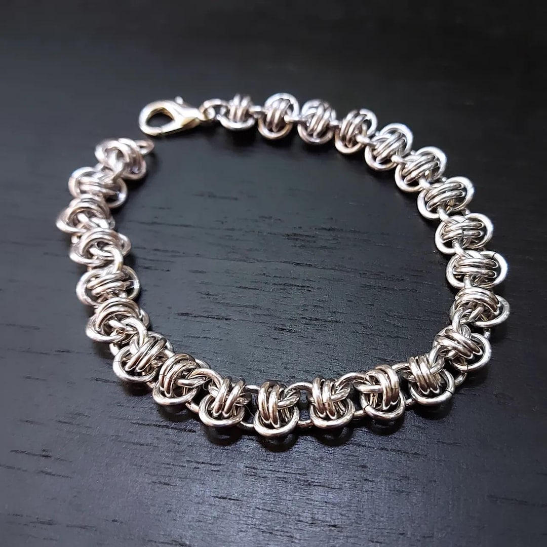 Handmade Barrel Weave Chainmail Bracelet - Etsy