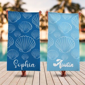 Seashell Patterned Custom Beach Towel, Ocean Inspired Style ...