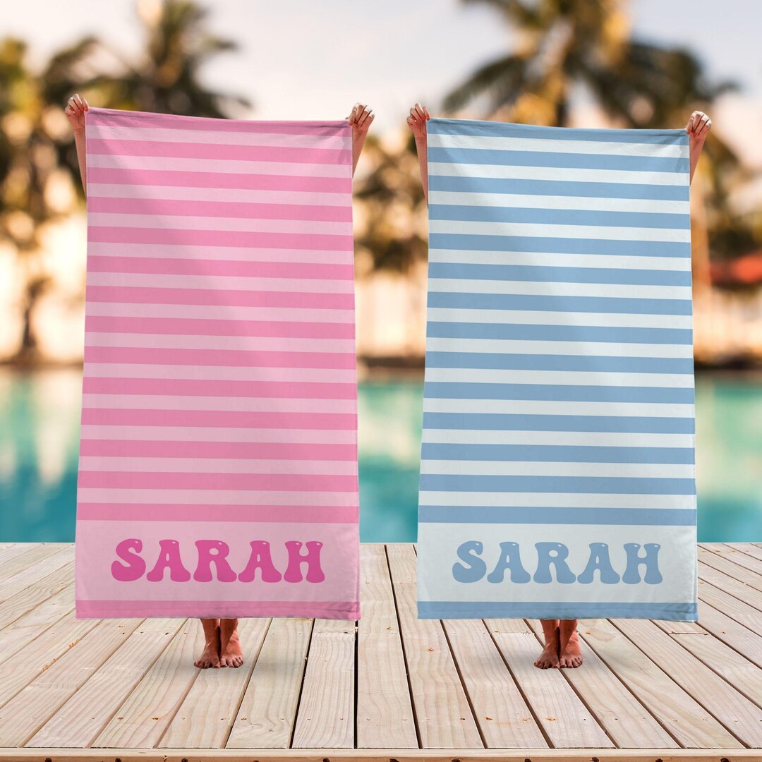Custom Beach Towels, Bridesmaid Bachelorette Towel, Groovy Striped ...