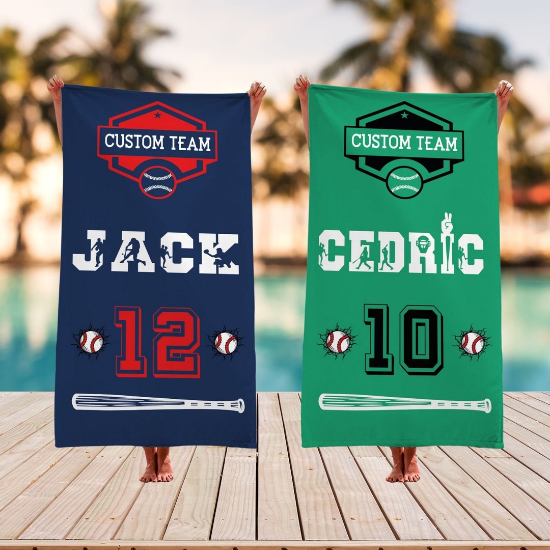 Personalized Baseball Beach Towel, Custom Baseball Team Pool Towel ...