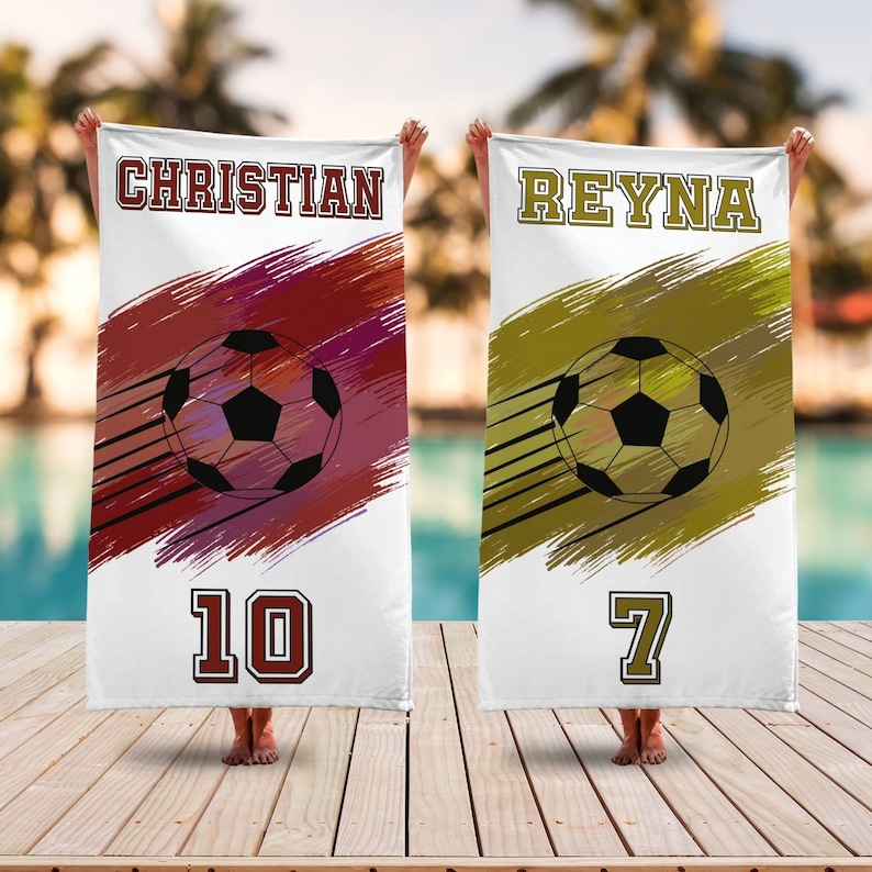 Custom Soccer Team Towel, Personalized Football Team Gift, Sport Beach ...
