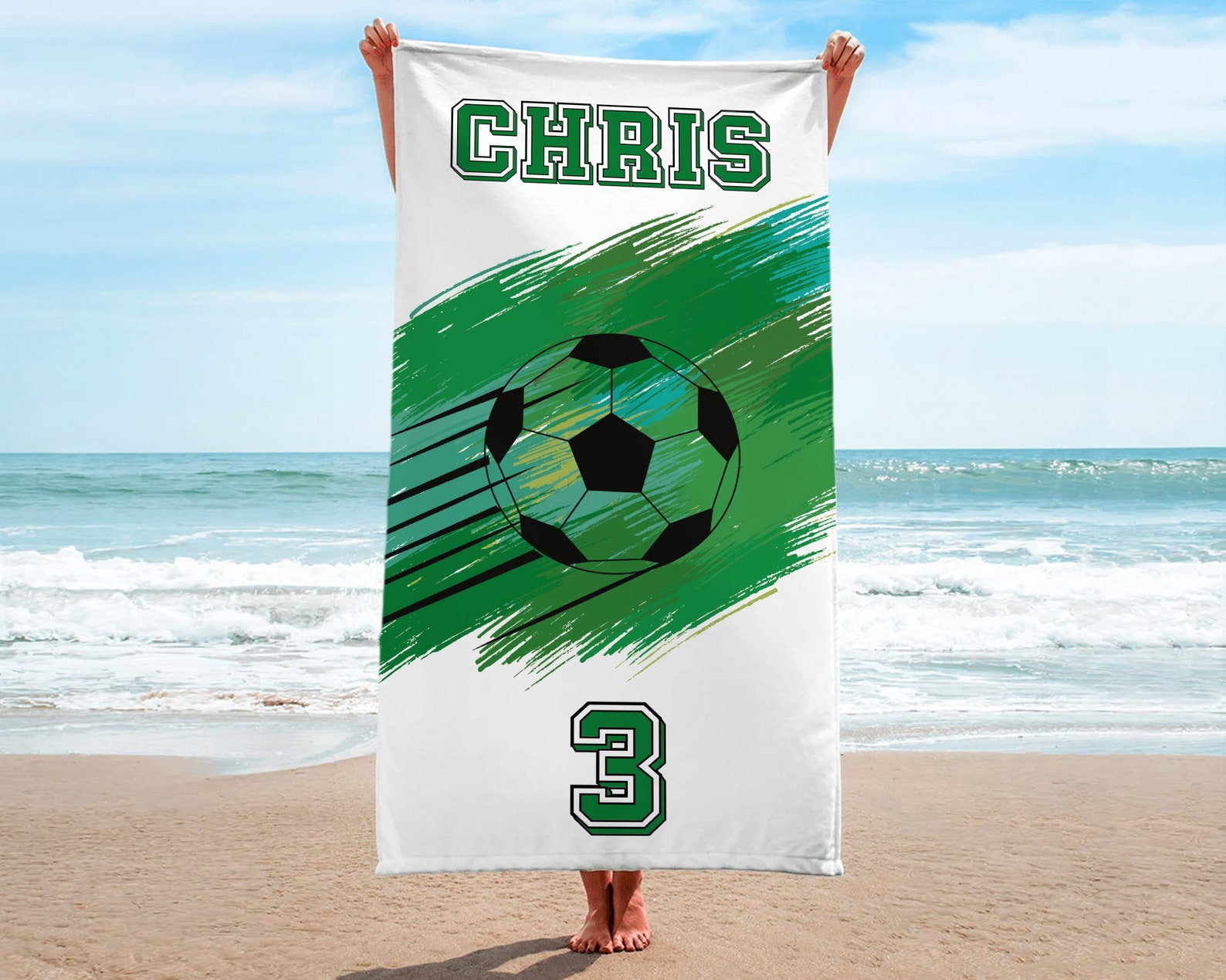 Custom Soccer Team Towel, Personalized Football Team Gift, Sport Beach ...