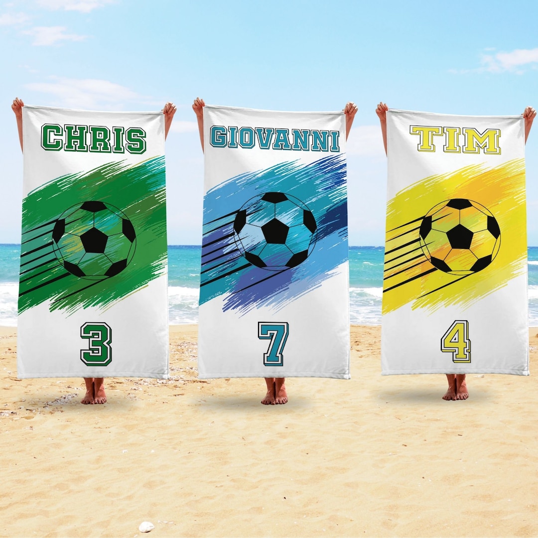 Custom Soccer Team Towel, Personalized Football Team Gift, Sport Beach ...