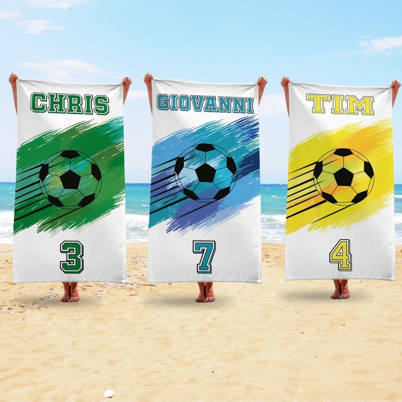 Custom Soccer Team Towel, Personalized Football Team Gift, Sport Beach ...