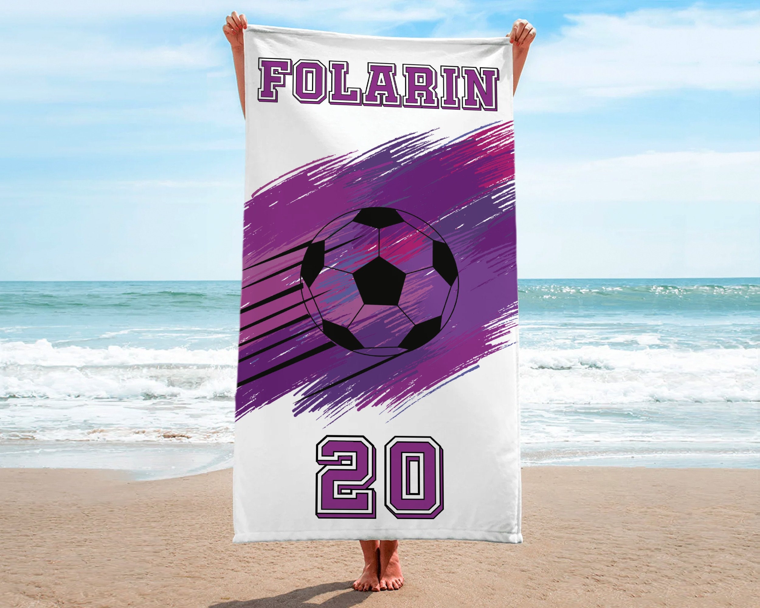 Custom Soccer Team Towel, Personalized Football Team Gift, Sport Beach ...