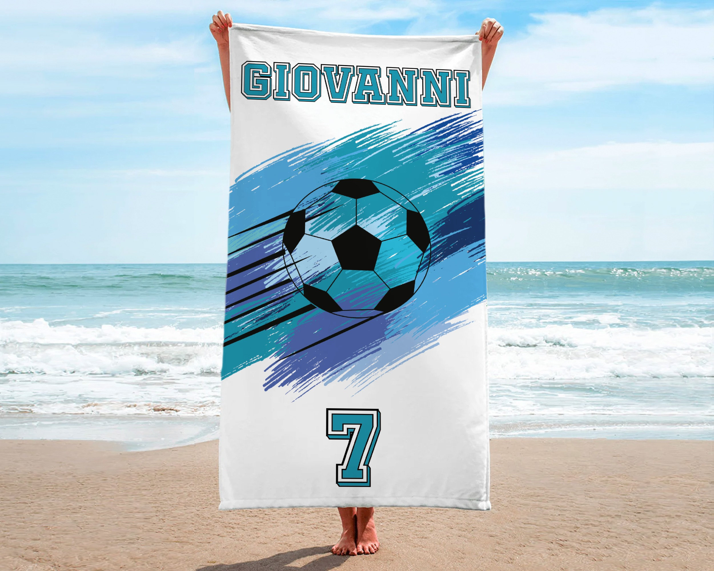 Custom Soccer Team Towel, Personalized Football Team Gift, Sport Beach ...