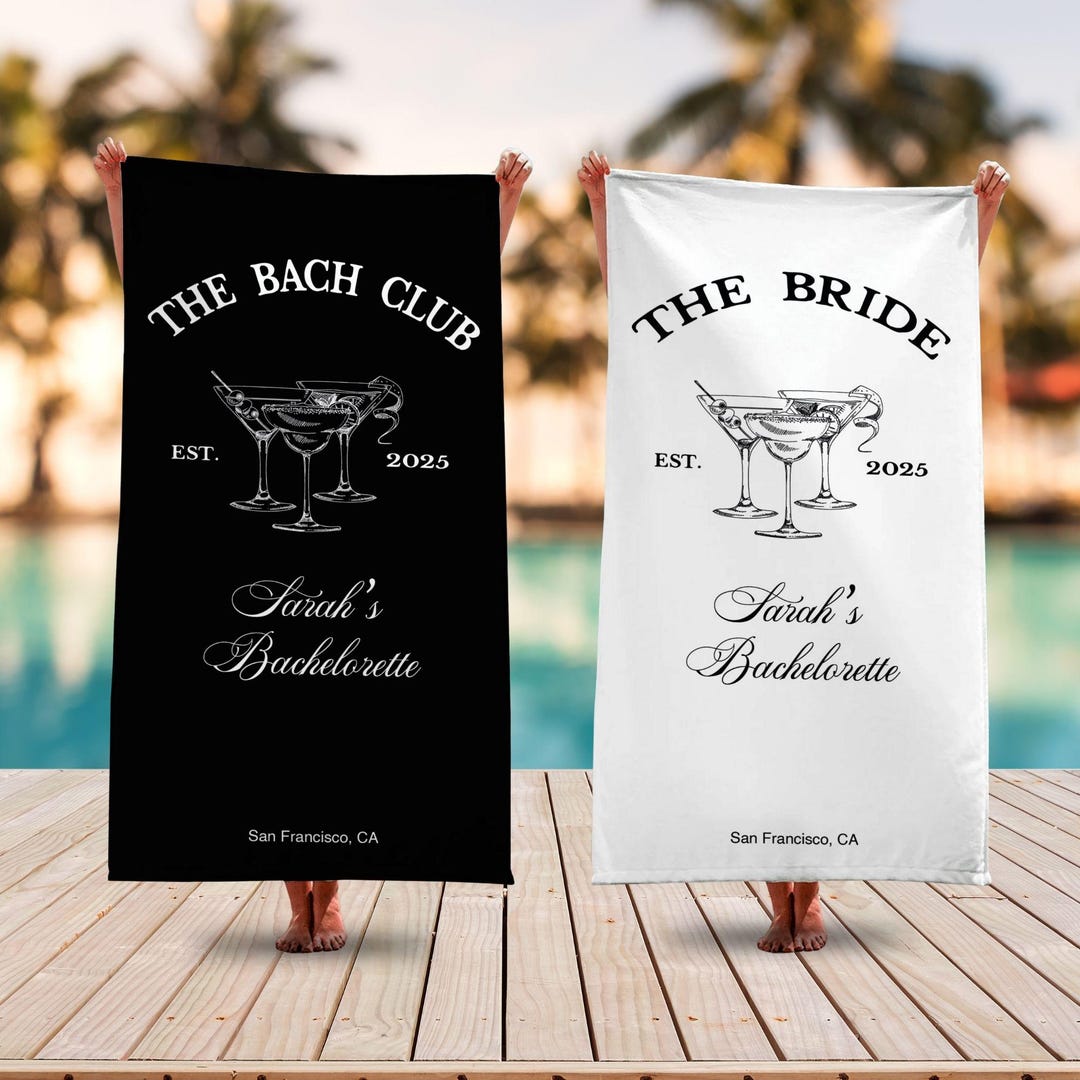 Personalized Bachelorette Beach Towel, Custom Location and Name ...