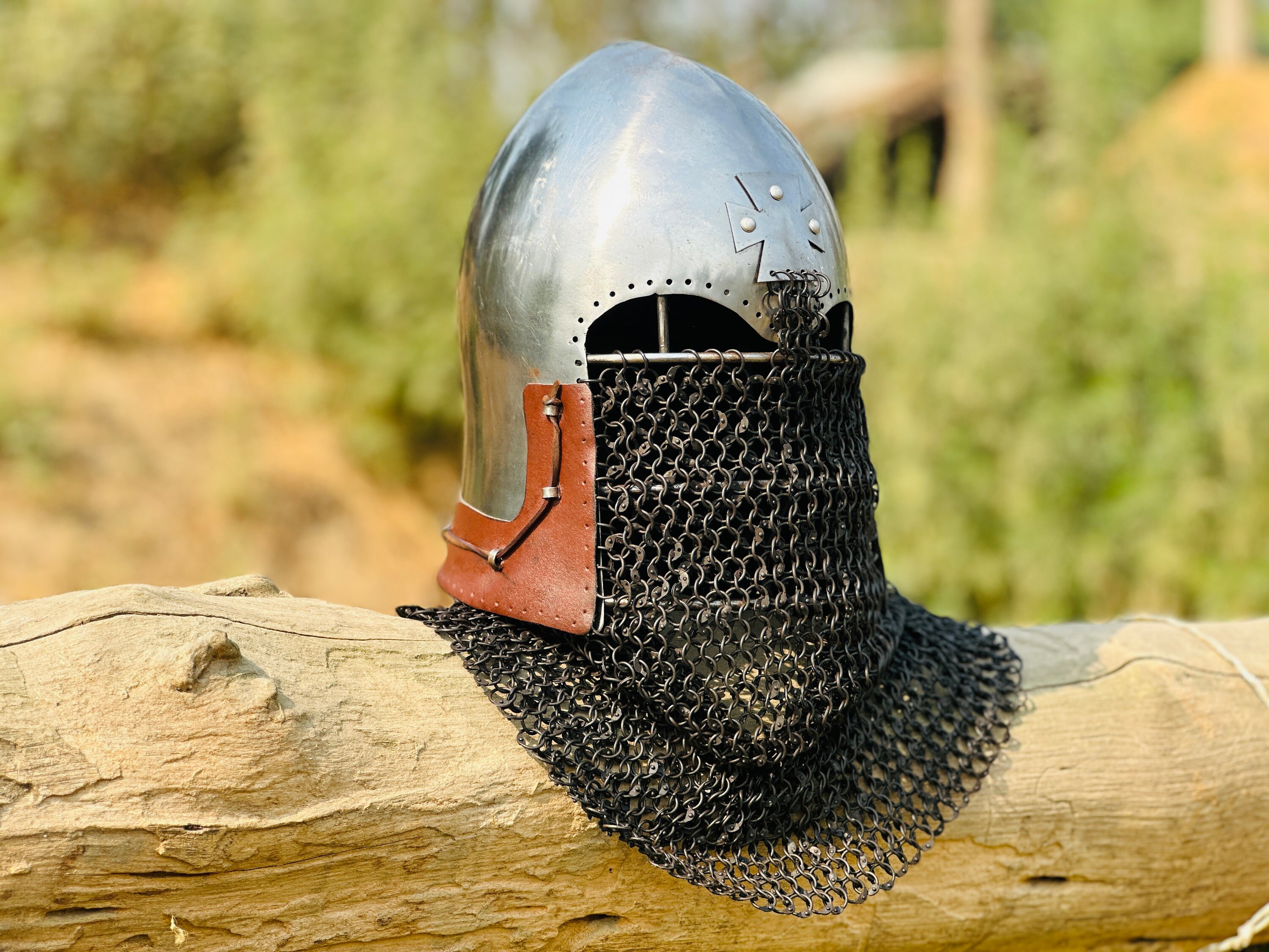 Chainmail Helmet Medieval Norman Nasal Helmet Viking Helmet