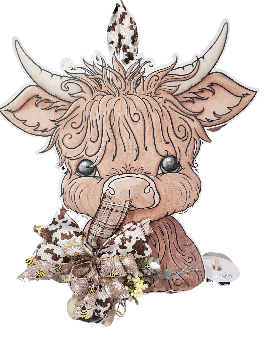 Highland Cow Wood Door Hanger – Farmhouse Rustic Cow Head Decor for ...