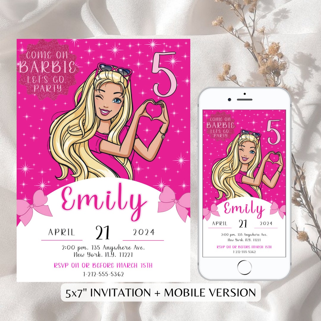 Fashion Doll Party Invitation, Barbie Girl Party Invite, Girls Birthday ...
