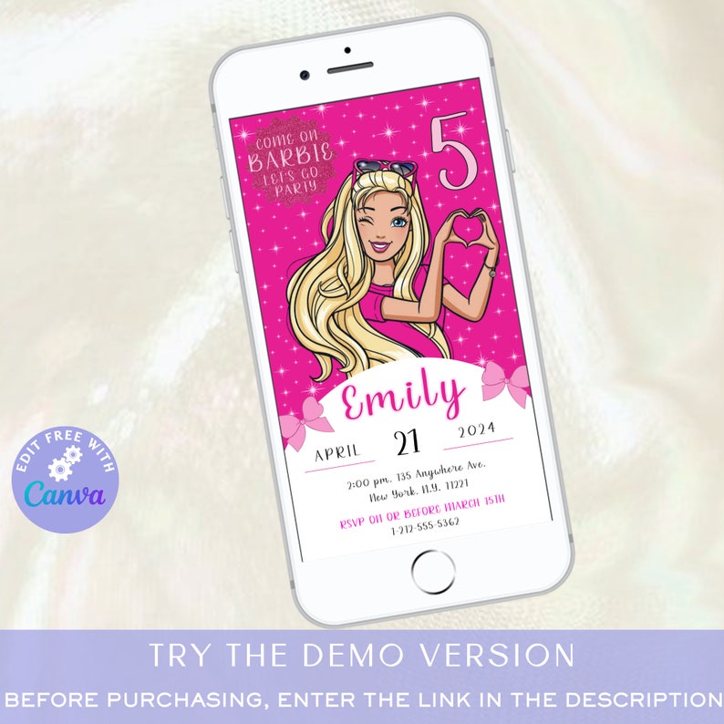 Fashion Doll Party Invitation, Barbie Girl Party Invite, Girls Birthday ...