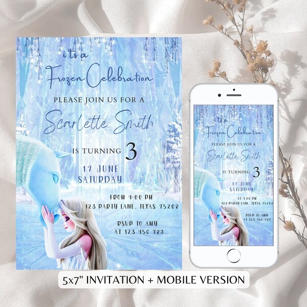 Elsa 5th Birthday Party Invitation - Etsy