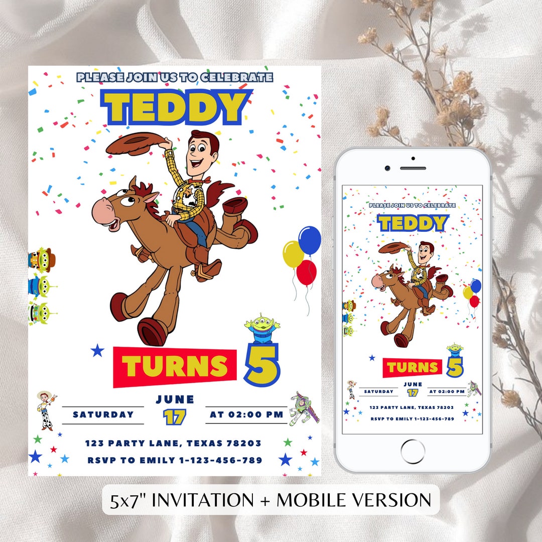 Editable Toy Story Birthday Invitation, Buzz Light Woody Two Infinity ...