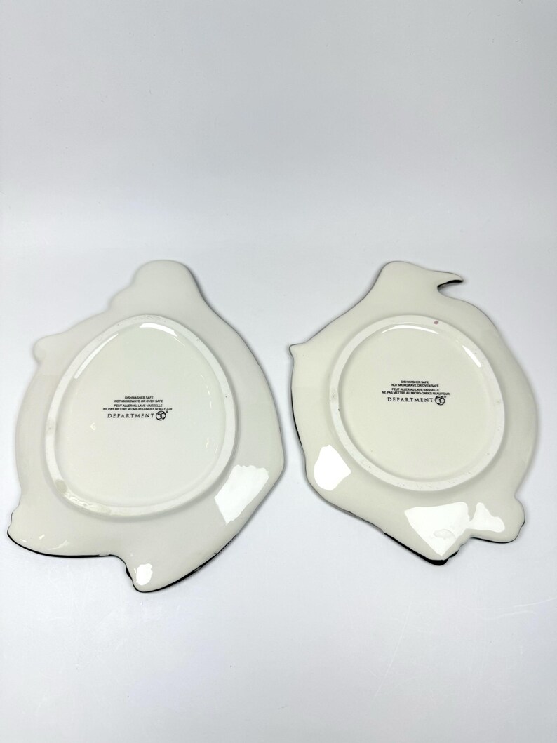 Lot of 2 Department 56 Silver & White Penguin Ceramic Dish Plate ...