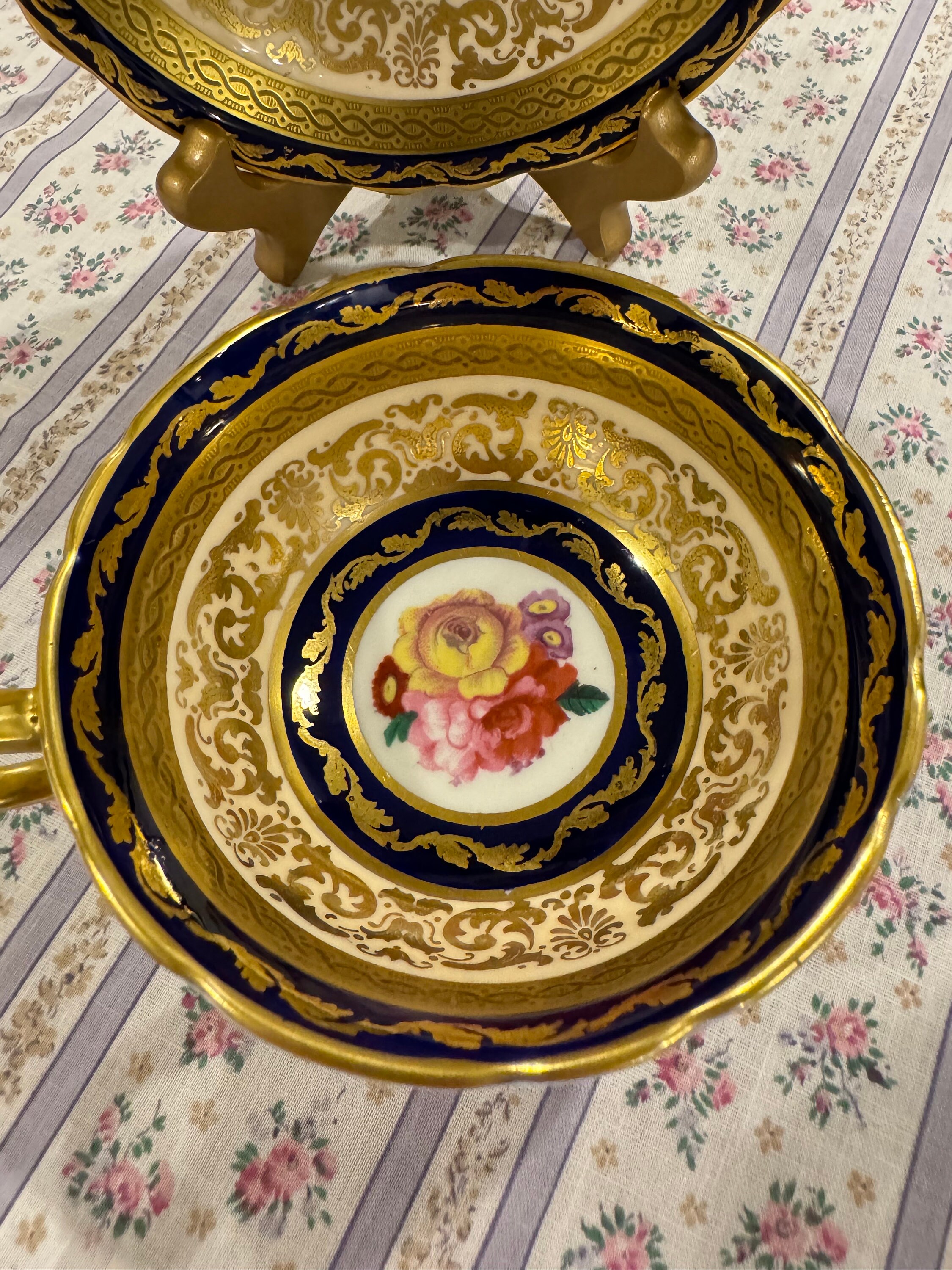Vintage Paragon Double Warrant Teacup, Cobalt Blue Heavy Gold With ...