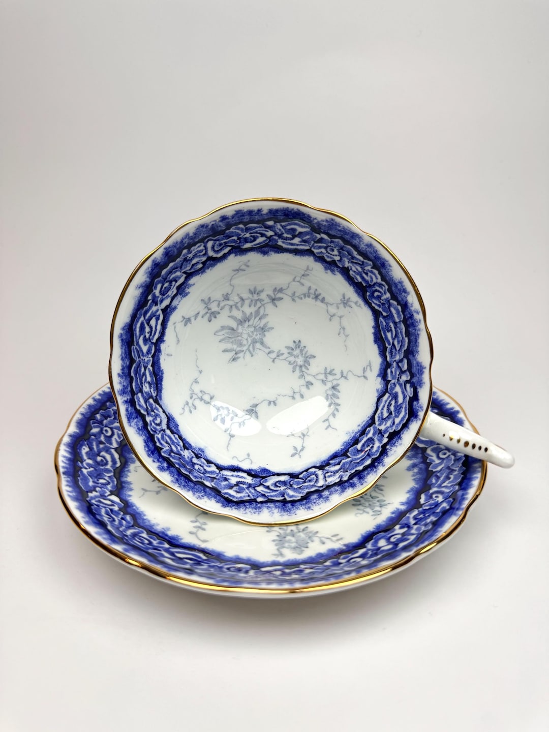 Vintage 1920s Coalport dalmere Blue and White Chintz Floral Tea Cup and ...