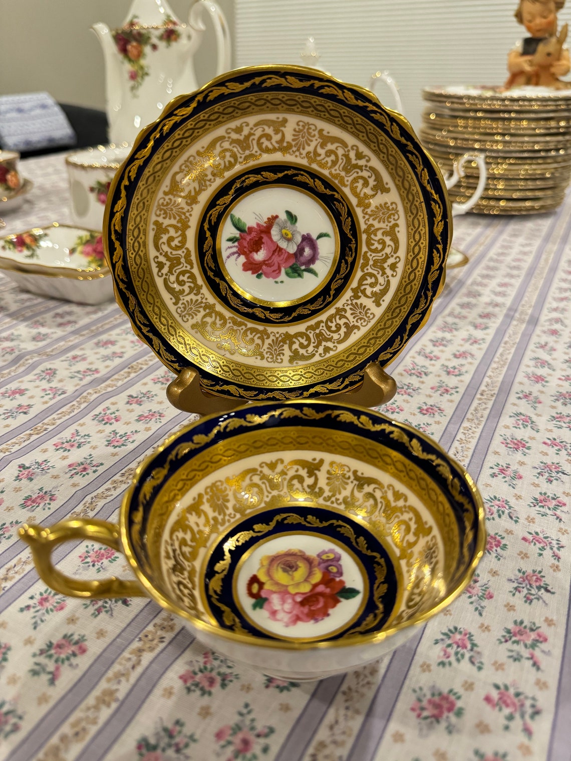 Vintage Paragon Double Warrant Teacup, Cobalt Blue Heavy Gold With ...
