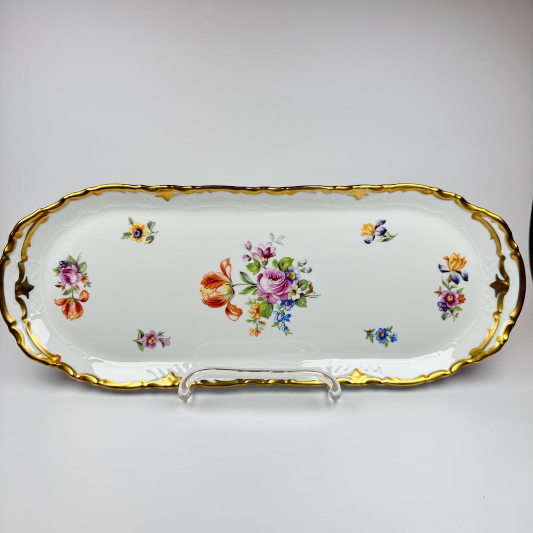 Vintage 1968-1990 Reichenbach Germany Gold Gilt Flowers & Roses Handled ...