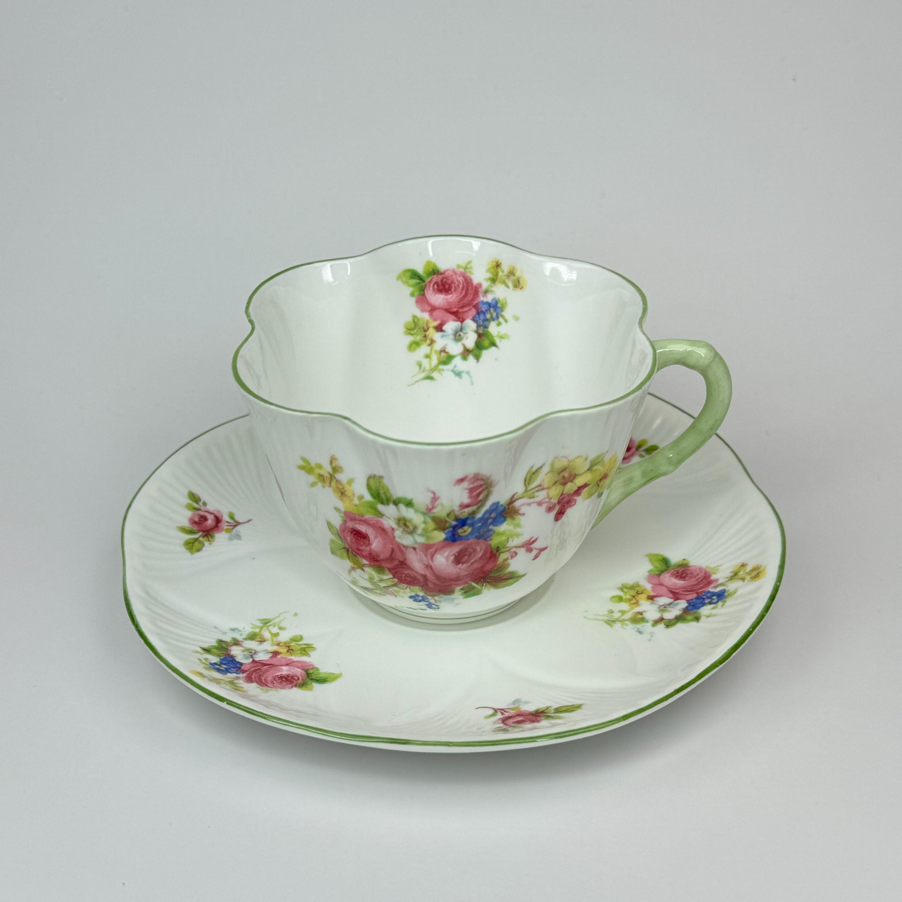 Vintage 1945-1966 Shelley Pink Rose Spray Teacup and Saucer Rd 272101 ...