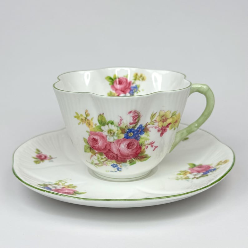 Vintage 1945-1966 Shelley Pink Rose Spray Teacup and Saucer Rd 272101 ...