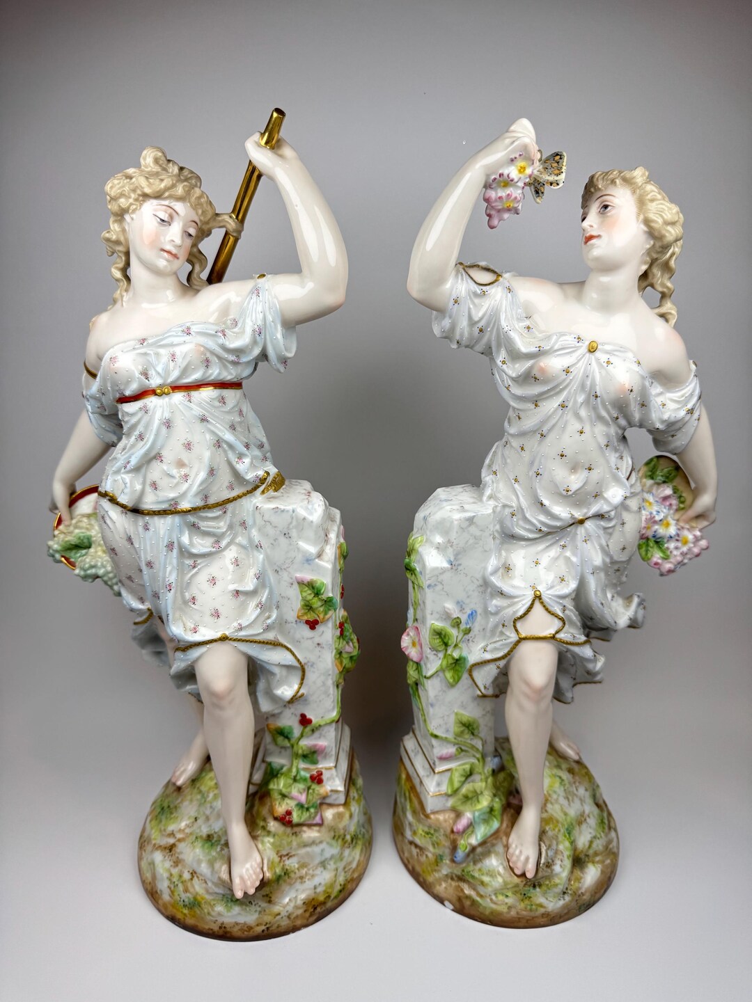 Antique 1870s Pair of Gibus & Redon Porcelain Figurines French Limoges ...